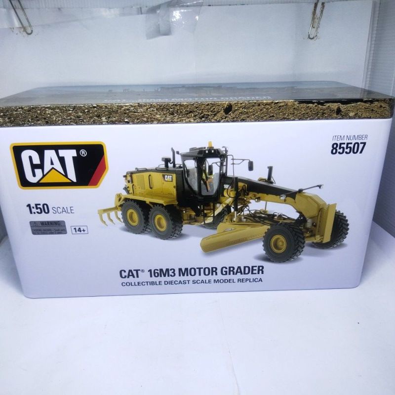 Jual diecast miniatur alat berat cat 16m3 motor grader Caterpillar 1:50 ...
