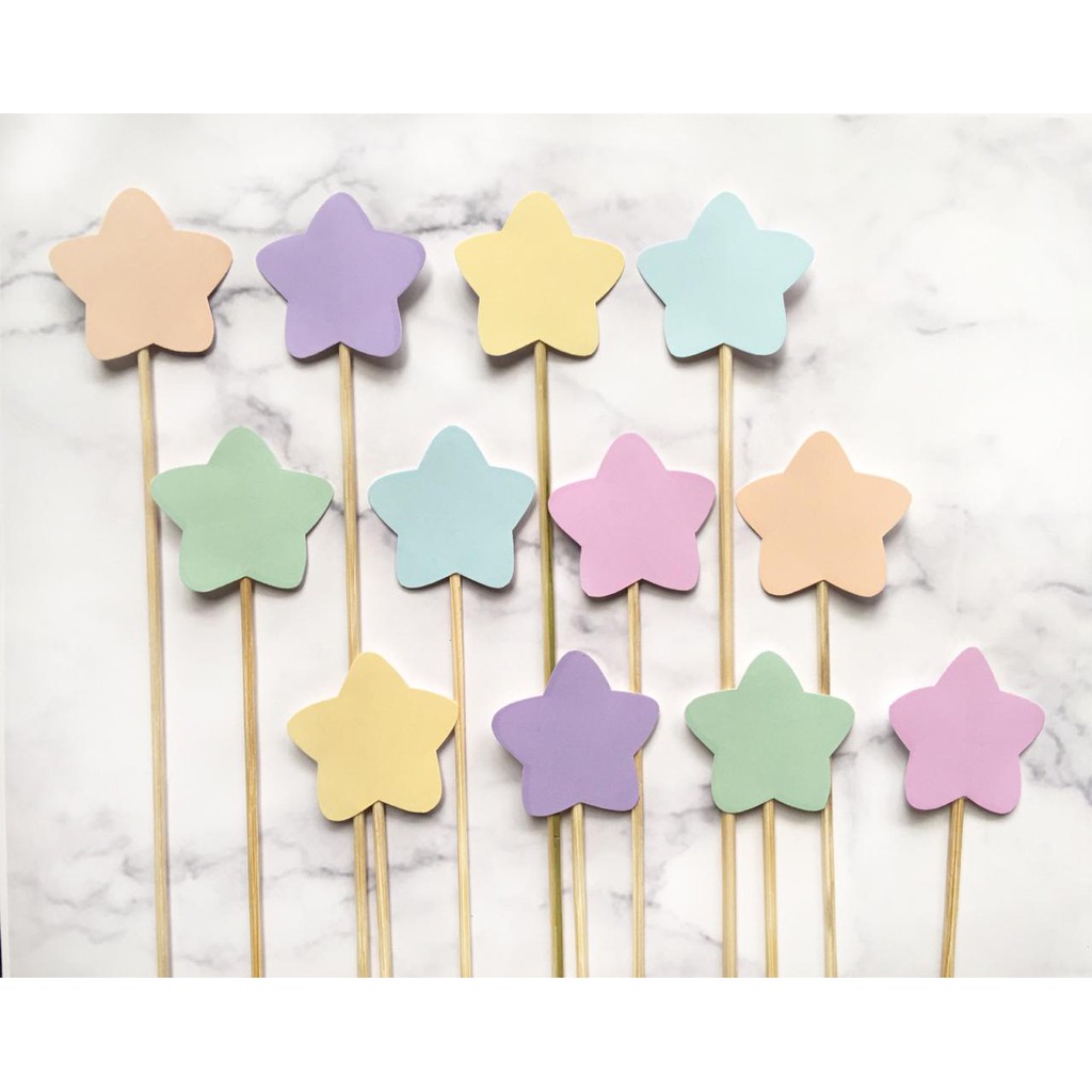 Jual Topper Bintang warna PASTEL untuk hiasan cake dll | Shopee Indonesia