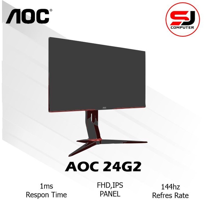 Jual Monitor LED Gaming AOC 24G2 24" IPS 1080P 144hz 1ms VGA HDMI DP ...