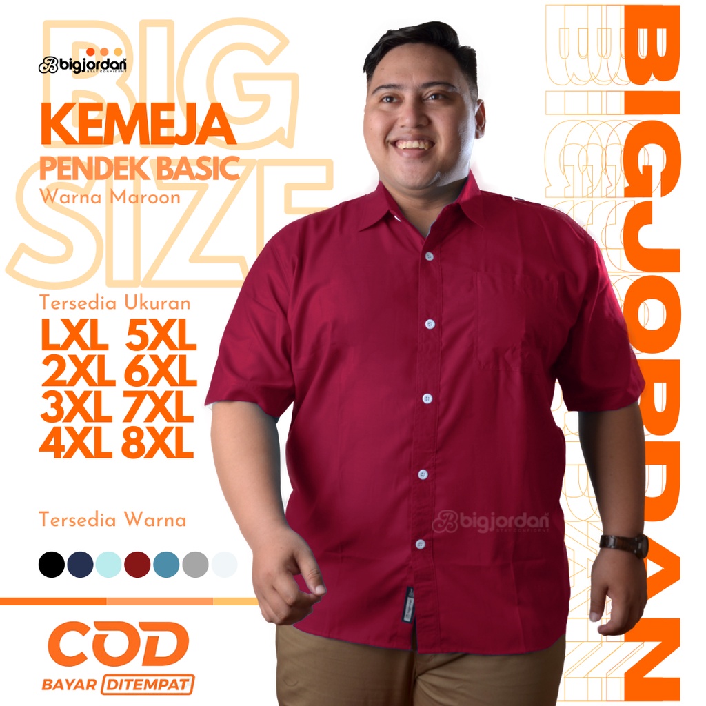 Jual BIG JORDAN kemeja pendek pria jumbo size XXXL XXXXL XXXXXL kemeja ...
