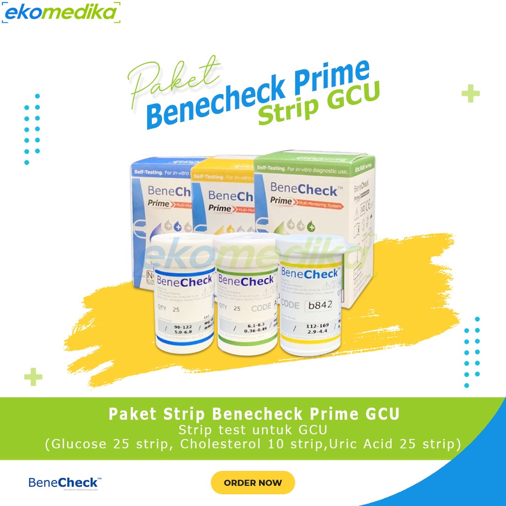 Jual Paket Strip Benecheck Prime GCU Test Strip Gula Darah Asam Urat ...