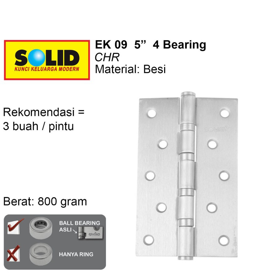 Jual SOLID - ENGSEL JENDELA/PINTU SOLID EK 09 5 INCHI ( 5" X 3" X 3 ...