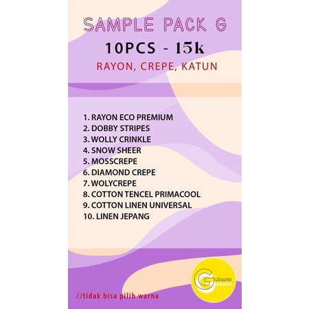 Jual Sample Pack Kain Gudang Garage swatches | Shopee Indonesia