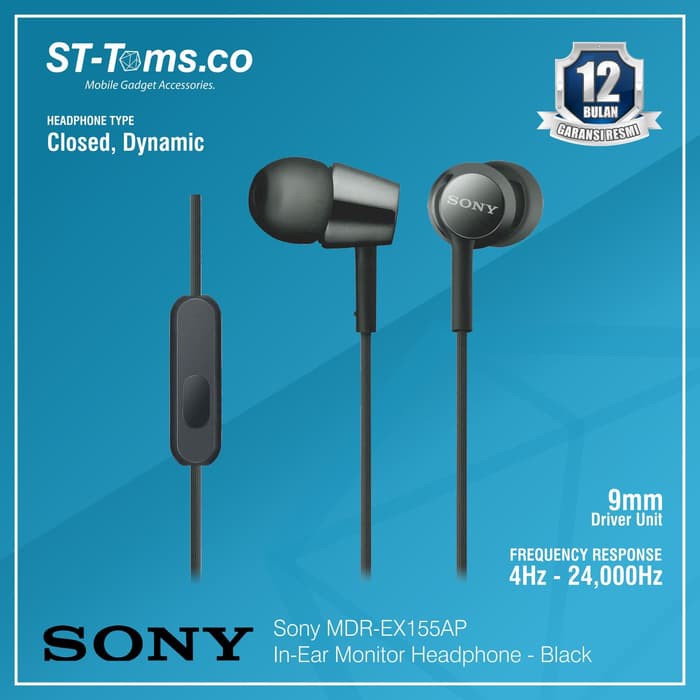 Jual Sony MDR-EX155AP / EX 155AP In-Ear Monitor Headphone - Black ...