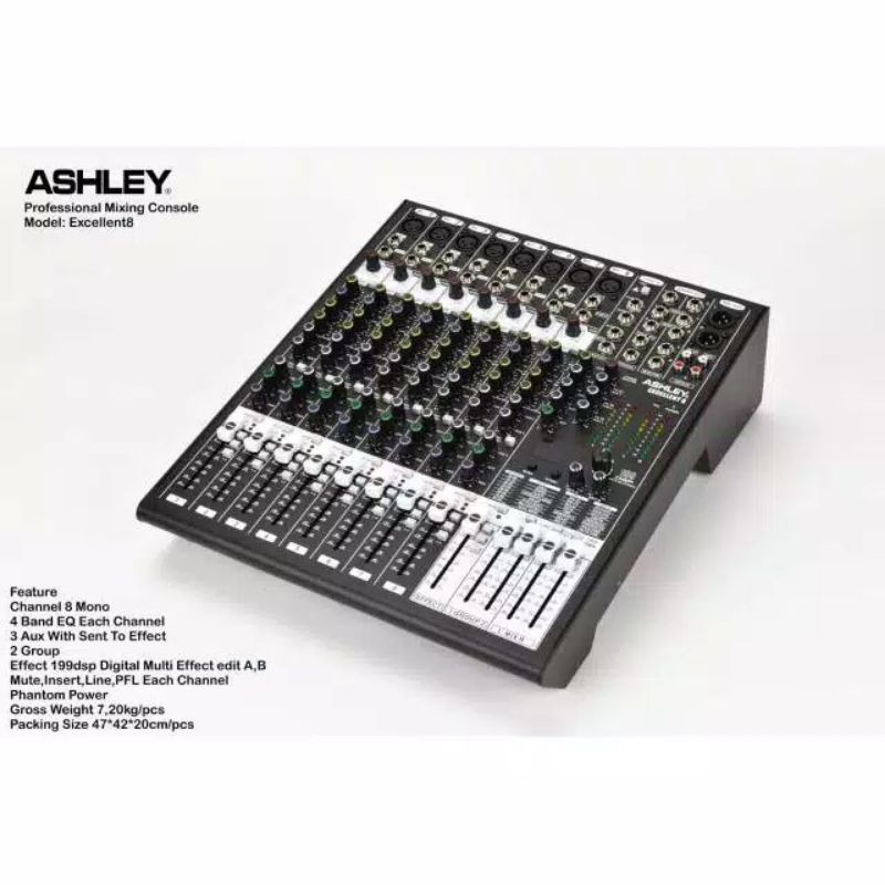 Jual Mixer 8 Channel Ashley Excellent 8 Effect 199DSP Phantom PFL 4 ...