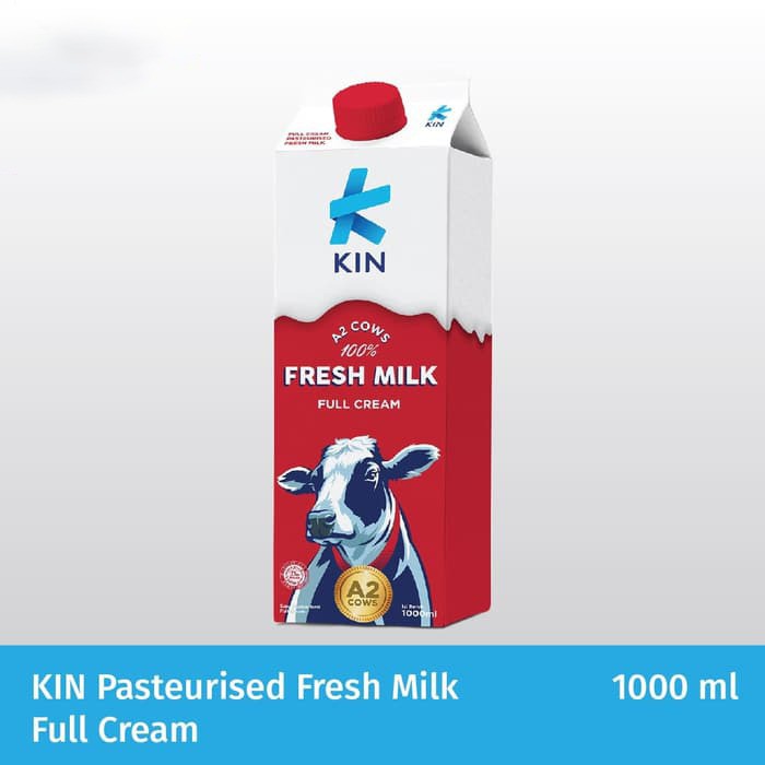 Jual 2 PIECES KIN FULL CREAM FRESH MILK PASTEURISED 1000 ML - SUSU KIN PUTIH | Shopee Indonesia