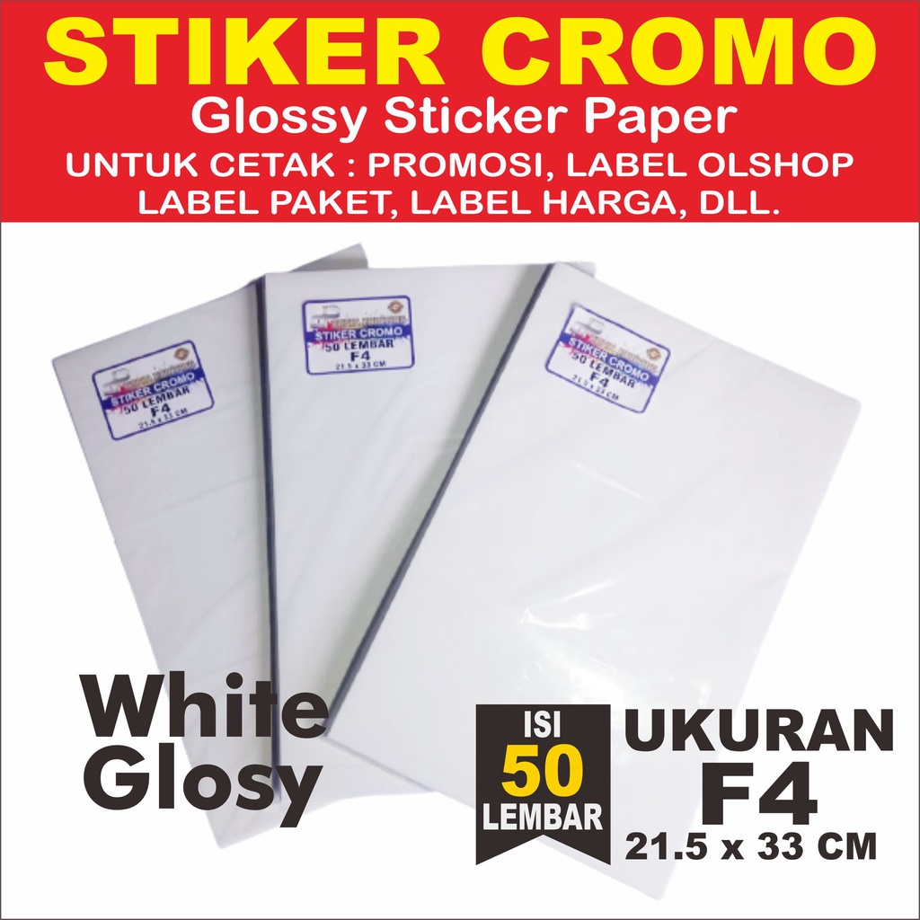 Jual Kertas Sticker, Stiker Glossy Mengkilap F4 isi 50 Lembar / Stiker ...
