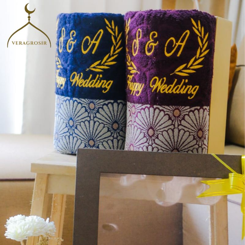 Jual Handuk Couple Wedding Design Handuk Bordir Nama Handuk seserahan ...