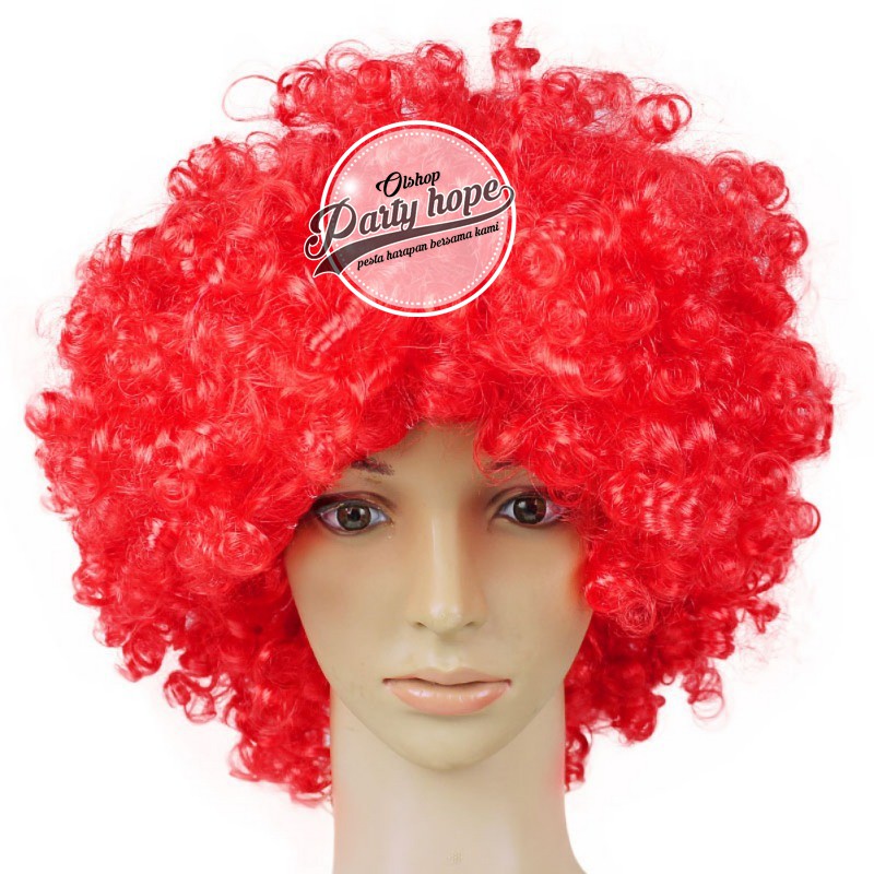 Jual Wig merah / Rambut Palsu Kribo Allsize / Wig Badut / rambut badud ...
