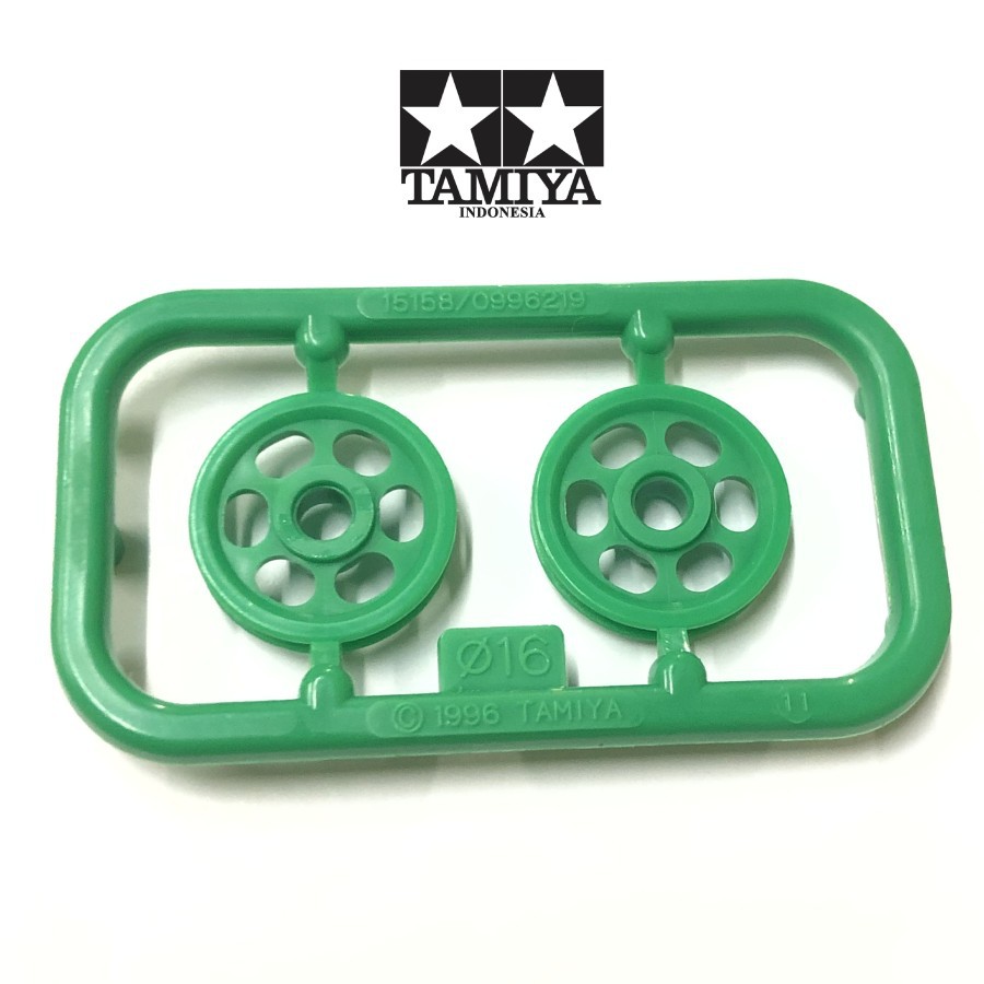 Jual Tamiya Roller 16mm - Front Roller w/ 16mm Rubber Ring (Green/Hijau ...