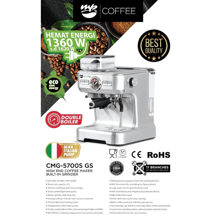 Jual MAYAKA MP MACHINE COFFEE BUILT IN GRINDER MESIN ESPRESSO CMG-5700S ...