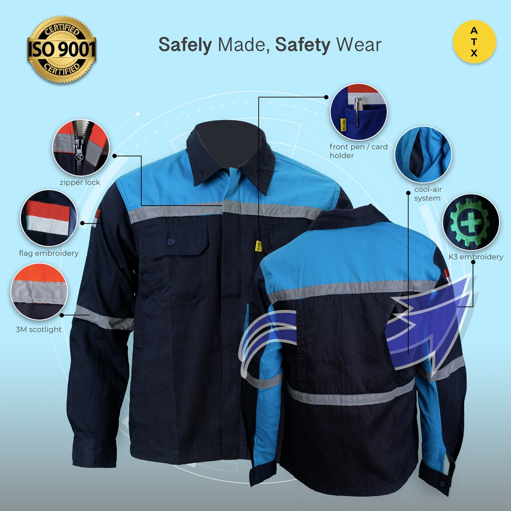 Jual Wearpack Safety Kemeja Safety Kerja Lapangan Lengan panjang Merk ...