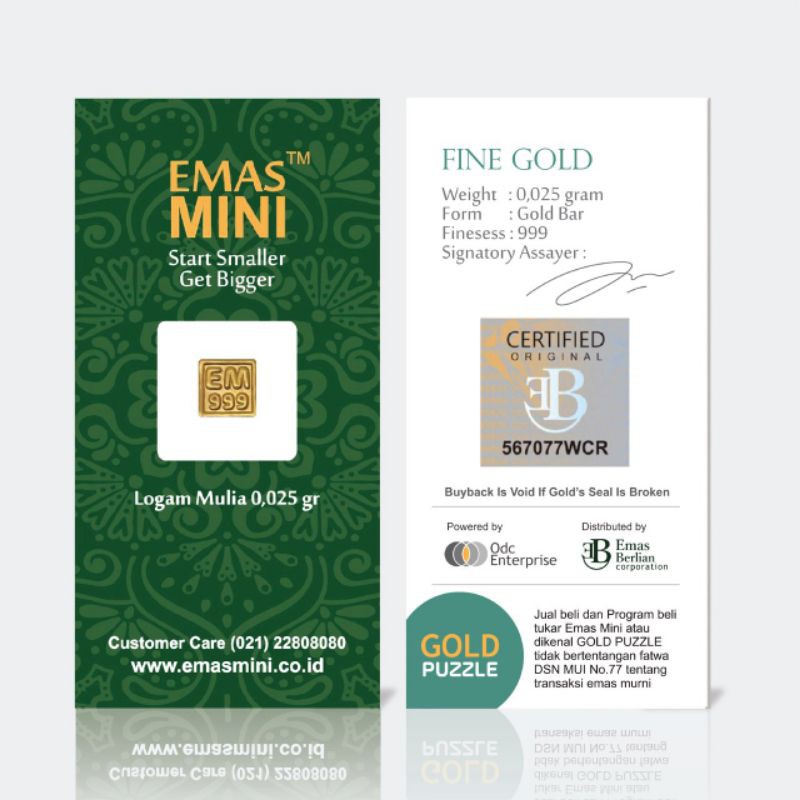 Jual Emas Mini 0,025 gr/Logam Mulia 24K + Kwitansi - ODC | Shopee Indonesia