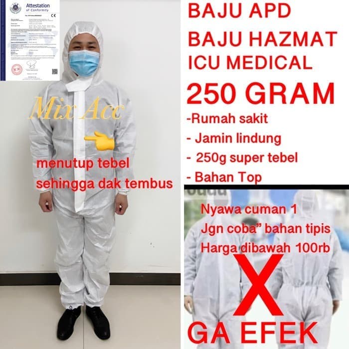 Jual BAJU APD CORONA MEDICAL ICU Sterile protective clothing 0172 ...