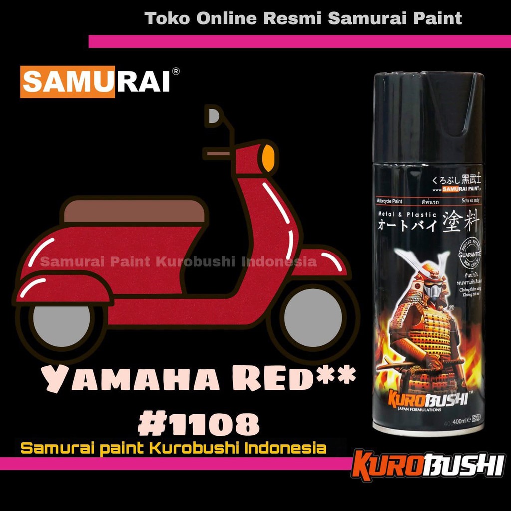 Jual Samurai Paint METALLIC YAMAHA RED 1108 Warna Merah Metalik Cat Semprot Aerosol Samurai ...