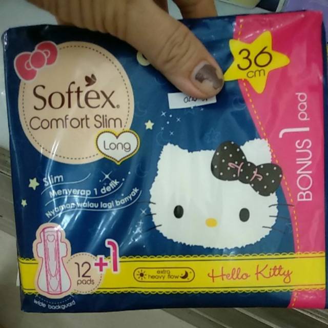 Jual Softex Hello Kitty comfort slim long night 36 cm (12+1 pads ...