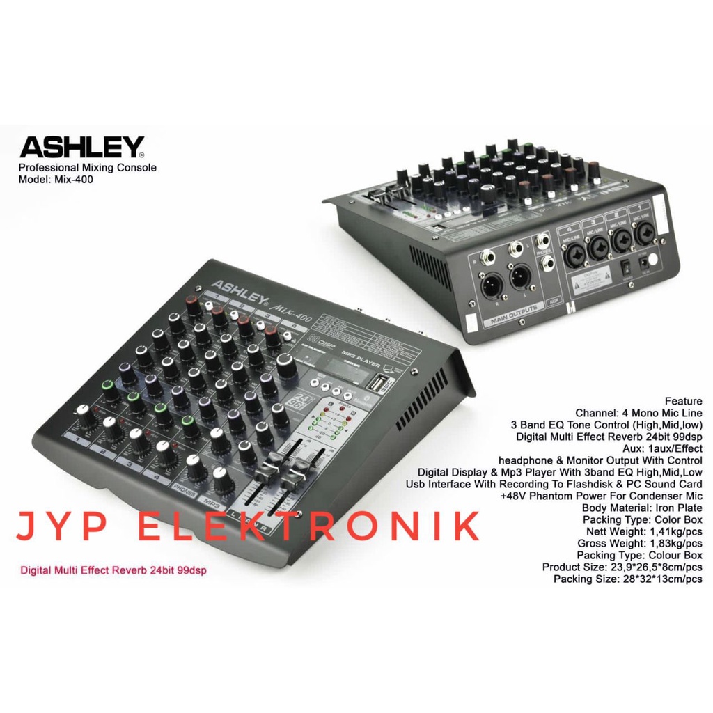 Jual MIXER AUDIO ASHLEY MIX 400 MIXER ASHLEY MIX400 4 CHANNEL ORIGINAL ...