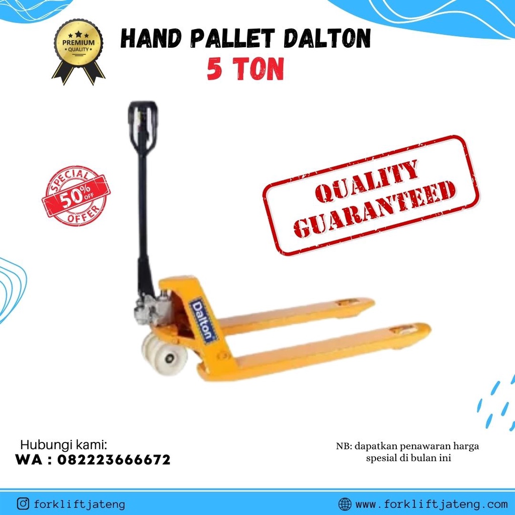 Jual HAND PALLET 5 TON DALTON / HANDPALLET 5 TON KUNING / HAND PALLET ...