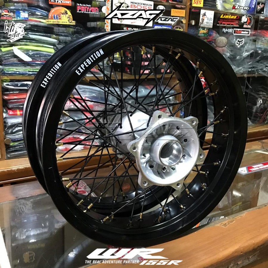 Jual WHEELSET VELG SET SUPERMOTO YAMAHA WR155 EXPEDITION BLACK TROMOL ...