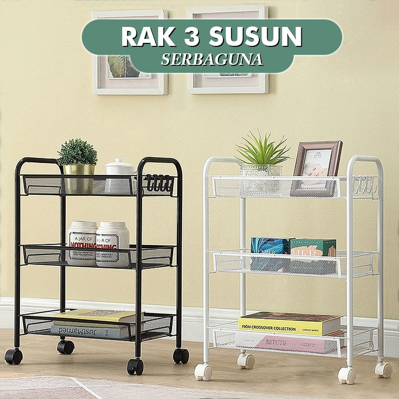 Jual Rak Trolly Roda Tray Wheel Rack 3 Susun | Shopee Indonesia