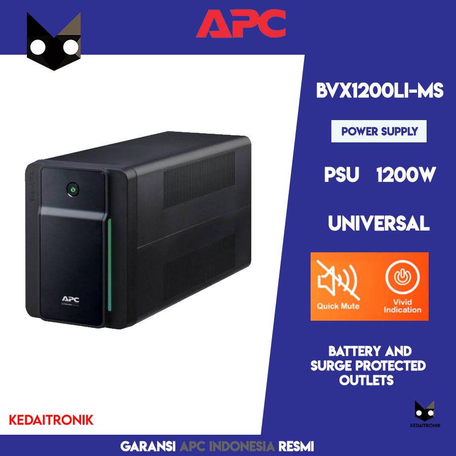 Jual NEW!! UPS APC Black BVX1200LI-MS 1200VA BVX1200LIMS Easy UPS LED ...