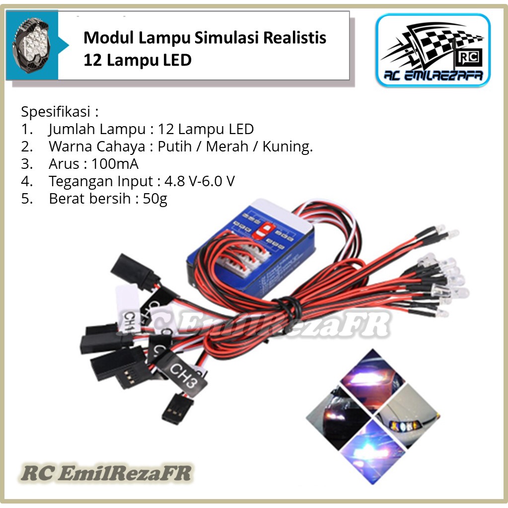 Jual Modul Lampu 12 LED RC Car Rem, Sein, Lampu Kota | Shopee Indonesia