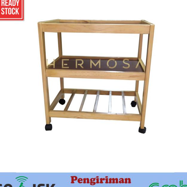 Jual Meja rak dorong tv dispenser 3 susun tahap roda kayu | Shopee ...