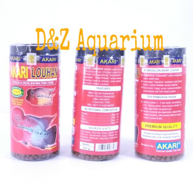 Jual Makanan Ikan Lohan Akari Louhan 100gr Tipe Floating Pakan Ikan 2mm ...