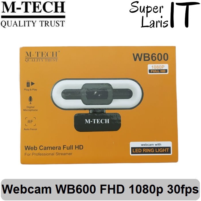 Jual Webcam M-TECH WB600 / WB-600 Web Camera 1080P Full HD With ...
