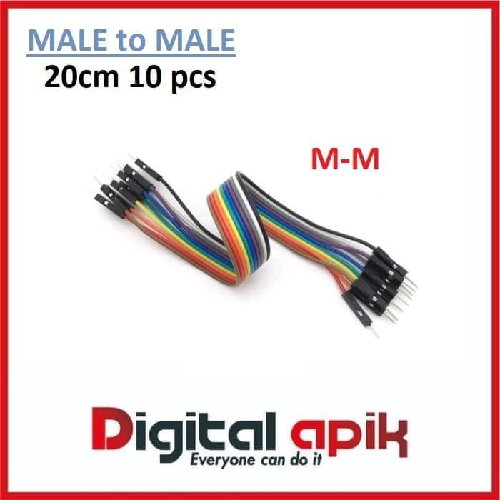 Jual Kabel Jumper Pelangi Male to Male 20cm 20 cm Arduino 10 pcs M-M ...