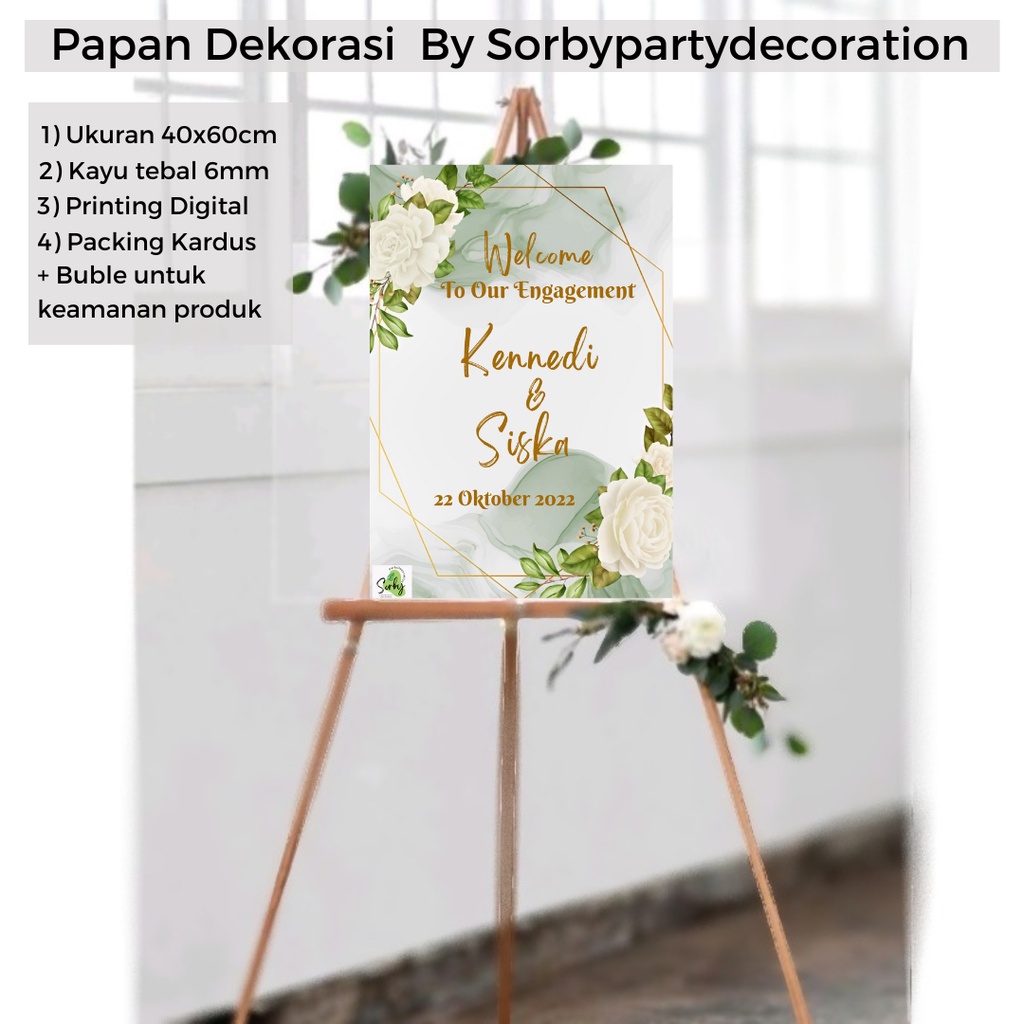 Jual Papan Bunga Dekorasi Lamaran Nikahan 40x60cm (Besar) Tinggi kaki 1 ...