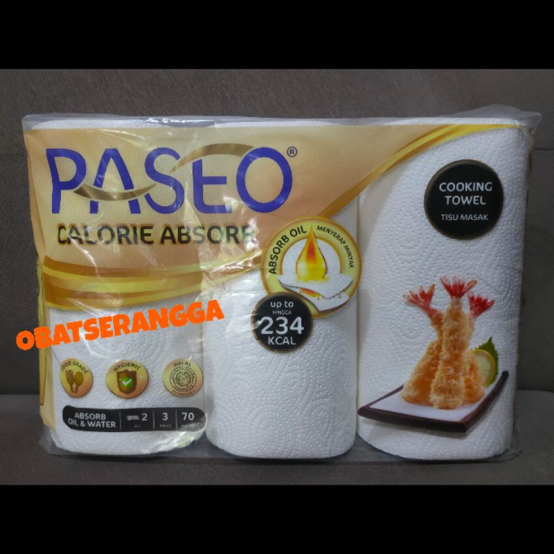 Jual paseo calorie absorb tissue 3 roll serap minyak goreng dapur tisu pack cooking towel masak ...