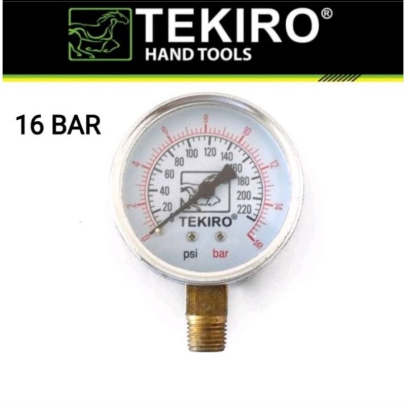 Jual TEKIRO Alat Ukur Tekanan Angin 16 Bar 2.5" / Air Pressure Gauge ...