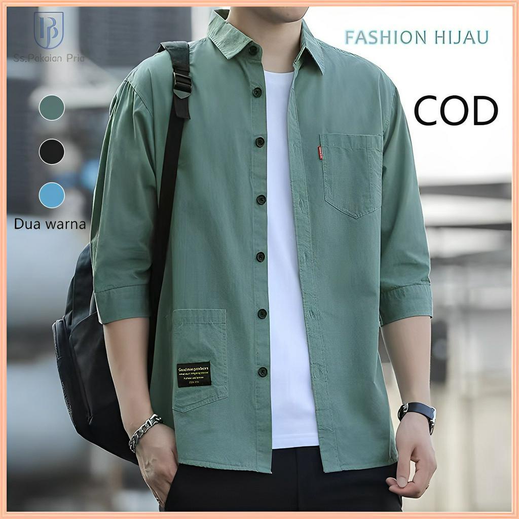 Jual Kemeja pria lengan pendek kasual pria korean style kemeja cowok ...