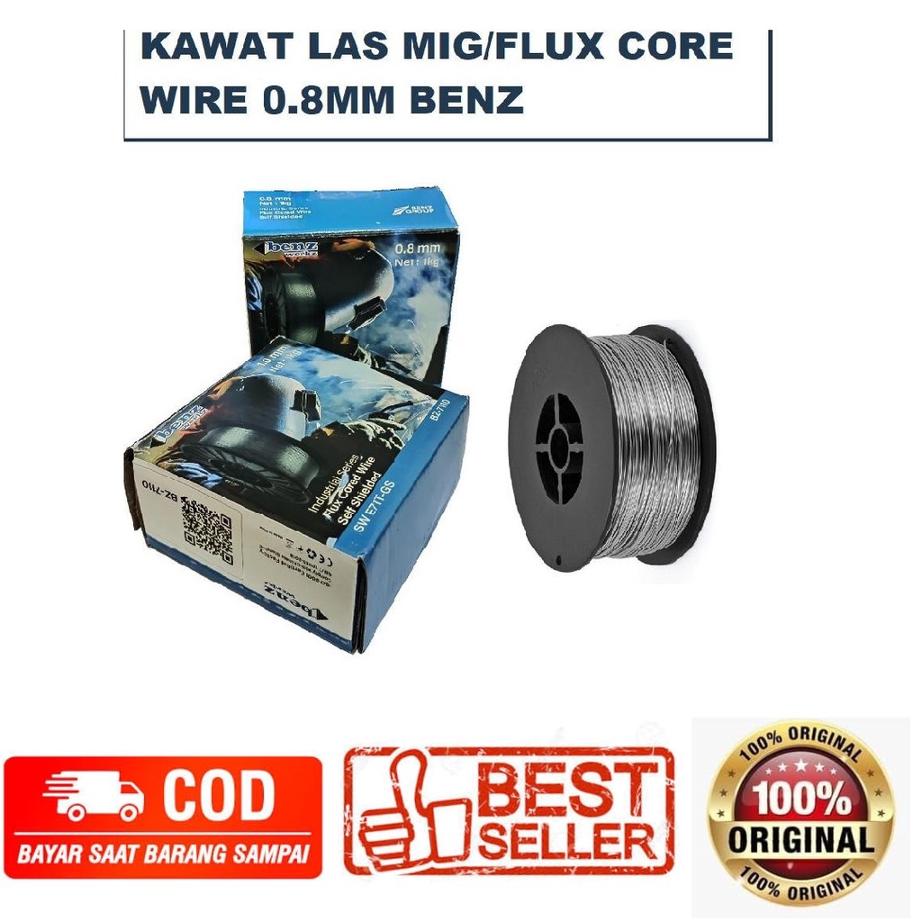 Jual Kawat Las CO2 Flux Core Wire MIG 0.8MM 1Kg E71T-GS Tanpa Gas CO2 Benz | Shopee Indonesia