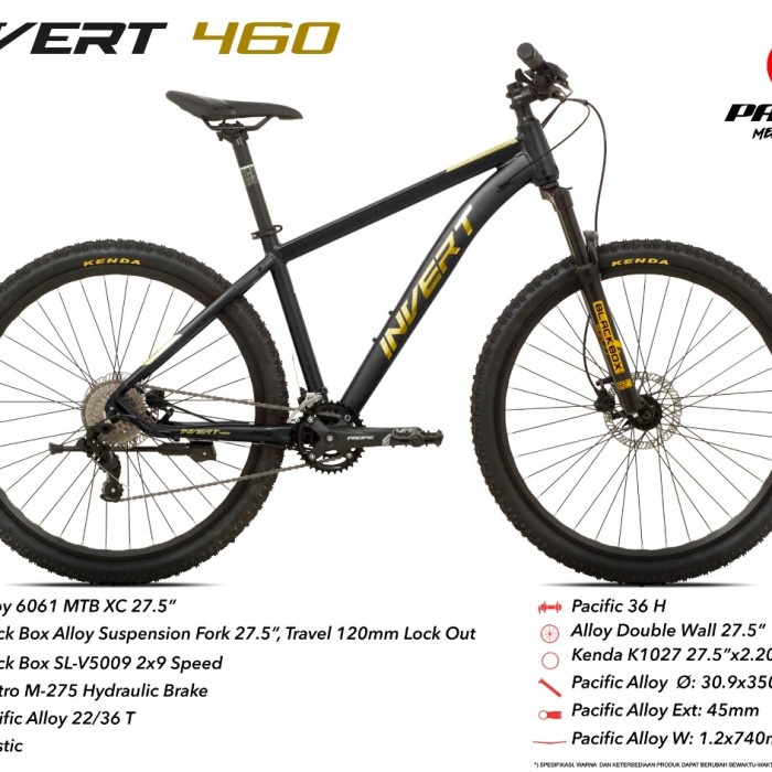 Jual SEPEDA GUNUNG MTB PACIFIC INVERT 460 UK.27,5 Inch | Shopee Indonesia