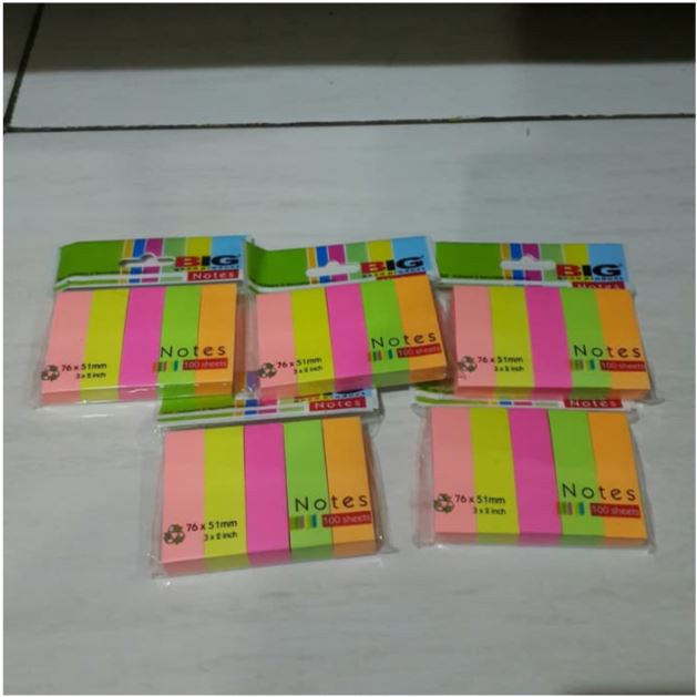 Jual Sticky Notes 5 Warna BIG 76 x 51mm isi 100 Sheets | Shopee Indonesia