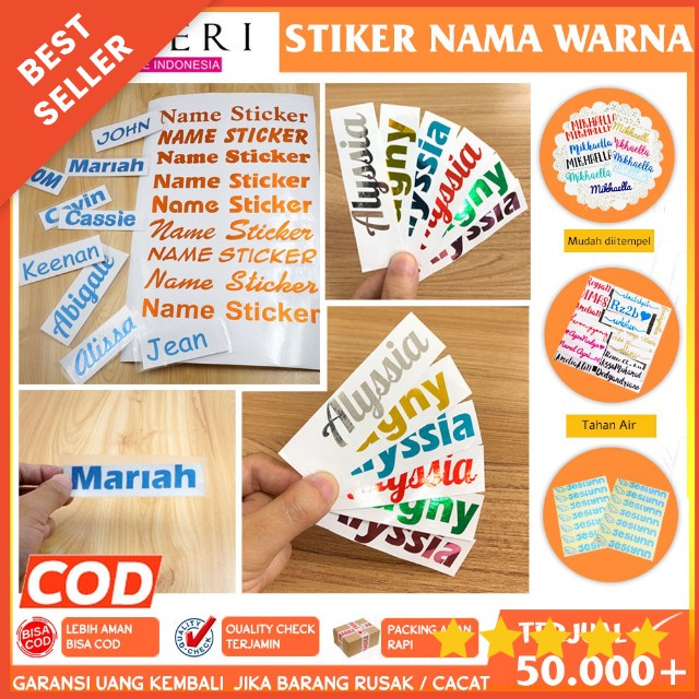 Jual MASSERI- Sticker nama Sticker cutting custom transparan Bahan ...