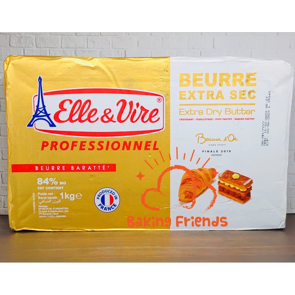 Jual BUTTER SHEET ELLE VIRE UNSALTED EXTRA DRY FAT 84% 1KG | Shopee ...