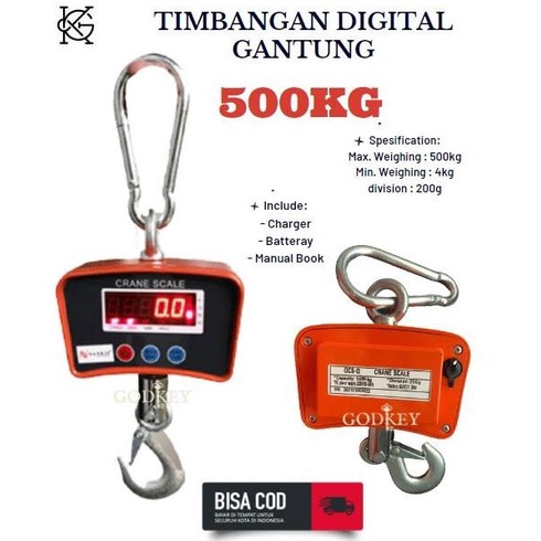 Jual Timbangan Digital Gantung 500kg / Crane Scale Digital OCS - 500 KG | Shopee Indonesia