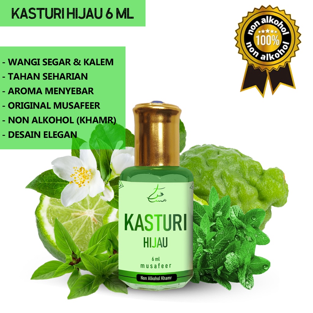 Jual PARFUM SHOLAT KASTURI HIJAU 6 ML PARFUM ARAB BY MUSAFEER NON ...