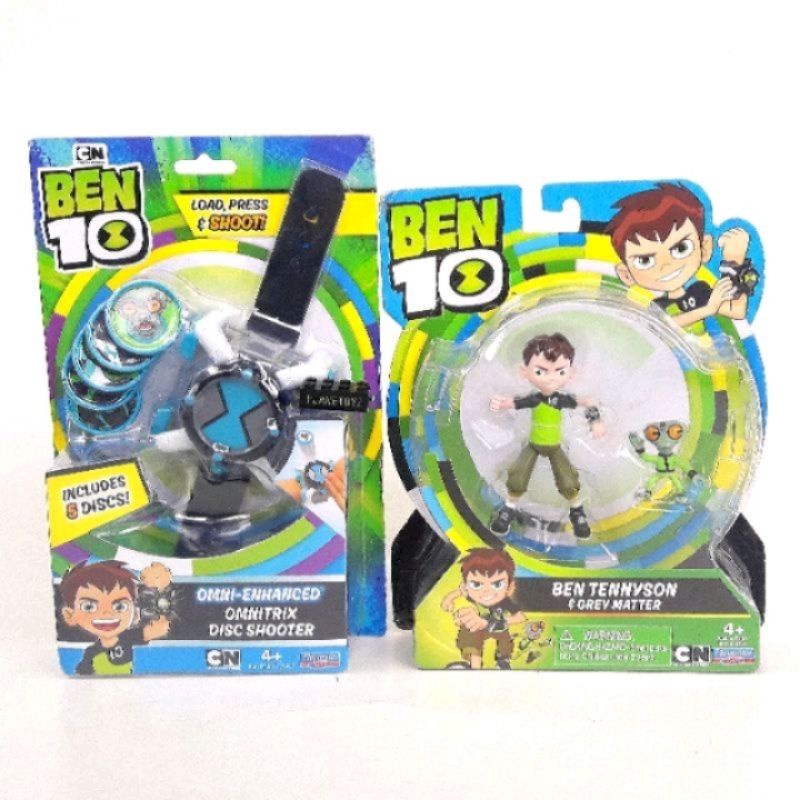 Jual Ben 10 Tennyson & Grey Matter Figure Omnitrix Disc Shooter ...
