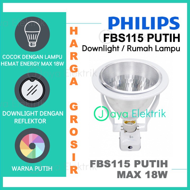 Jual PHILIPS Downlight FBS115 FBS 115 White Putih Max 18W - Rumah Lampu ...