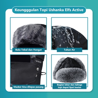 Jual ELFS ACTIVE Topi Ushanka Russian Topi Bomber 3in1 Cap dan Masker ...