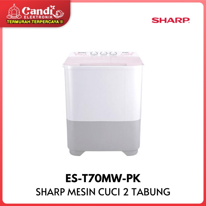 Jual SHARP MESIN CUCI ES-T70MW-PK 6,5 KG TWIN TUB 2 TABUNG EST70MWPK ES ...