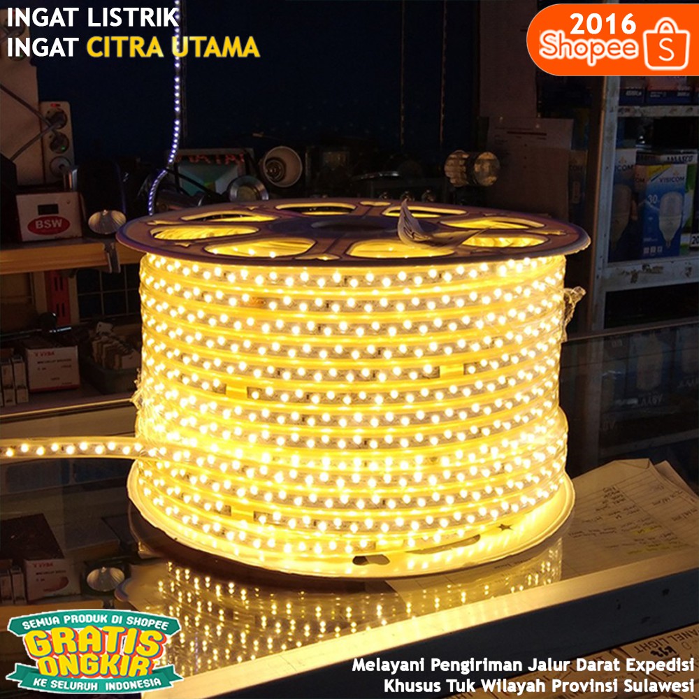 Jual SELANG KOTAK NEON FLEX 2 MATA LED TIMBUL WORM WHITE METERAN IP65 ...