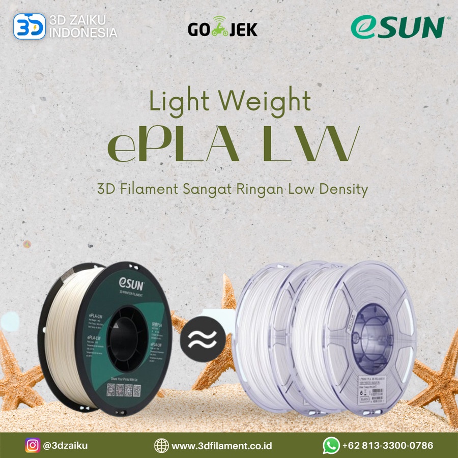 Jual eSUN ePLA PLA LW Light Weight 3D Filament Sangat Ringan Low Density | Shopee Indonesia