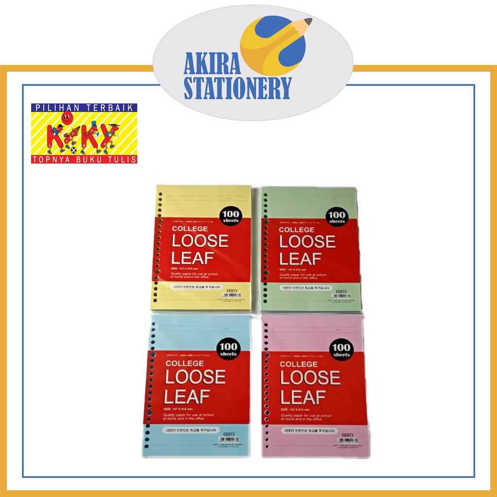 Jual Loose Leaf KIKY A5 100 Colour - 20 Holes / Kertas Binder File ...