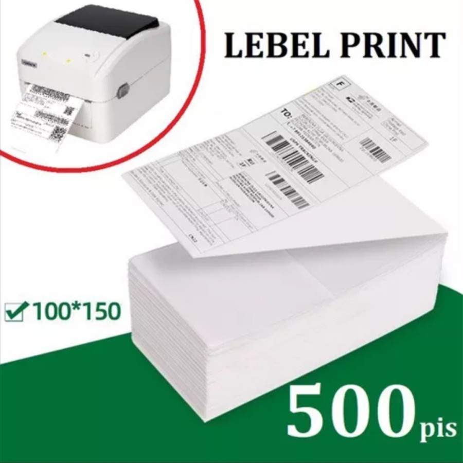 Jual Kertas Resi Label Kertas Resi Label Thermal Barcode Roll A6 - 100x150mm Lipat isi 500 pcs ...