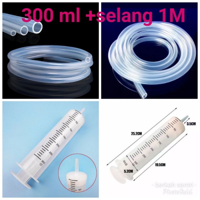 Jual SUNTIKAN BESAR 300ML SELANG 1 M 60cc ml 150ml 200 ML 300cc ml spuit syringe selang suntikan ...